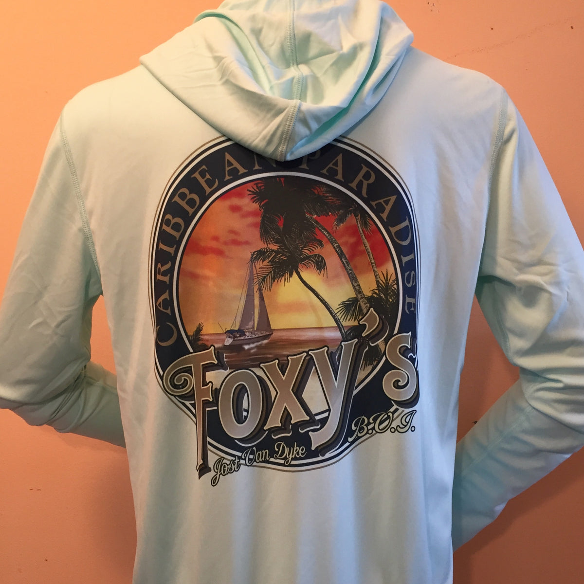 Foxy's 'Caribbean Paradise' Long Sleeve Hooded Performance Tee – Foxy's BVI